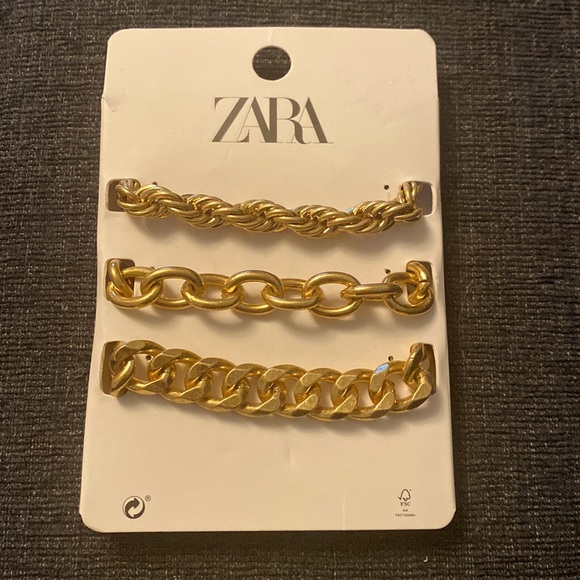 Zara | Jewelry | Zara Gold Pack Of 3 Link Golden Chain Bracelets | Poshmark